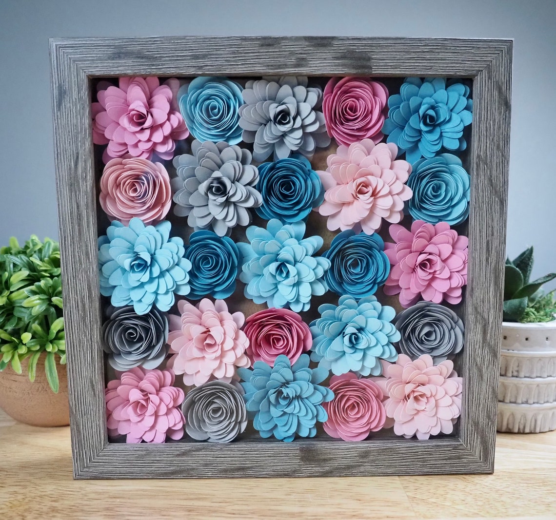 Mother's Day Gift, Mother's Day Shadow Box, Grandma Gift, Paper Flowers ...