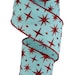 Ice Blue and Red Glitter Stars Ribbon, 2.5x10yd Wire Ribbon, Christmas ...