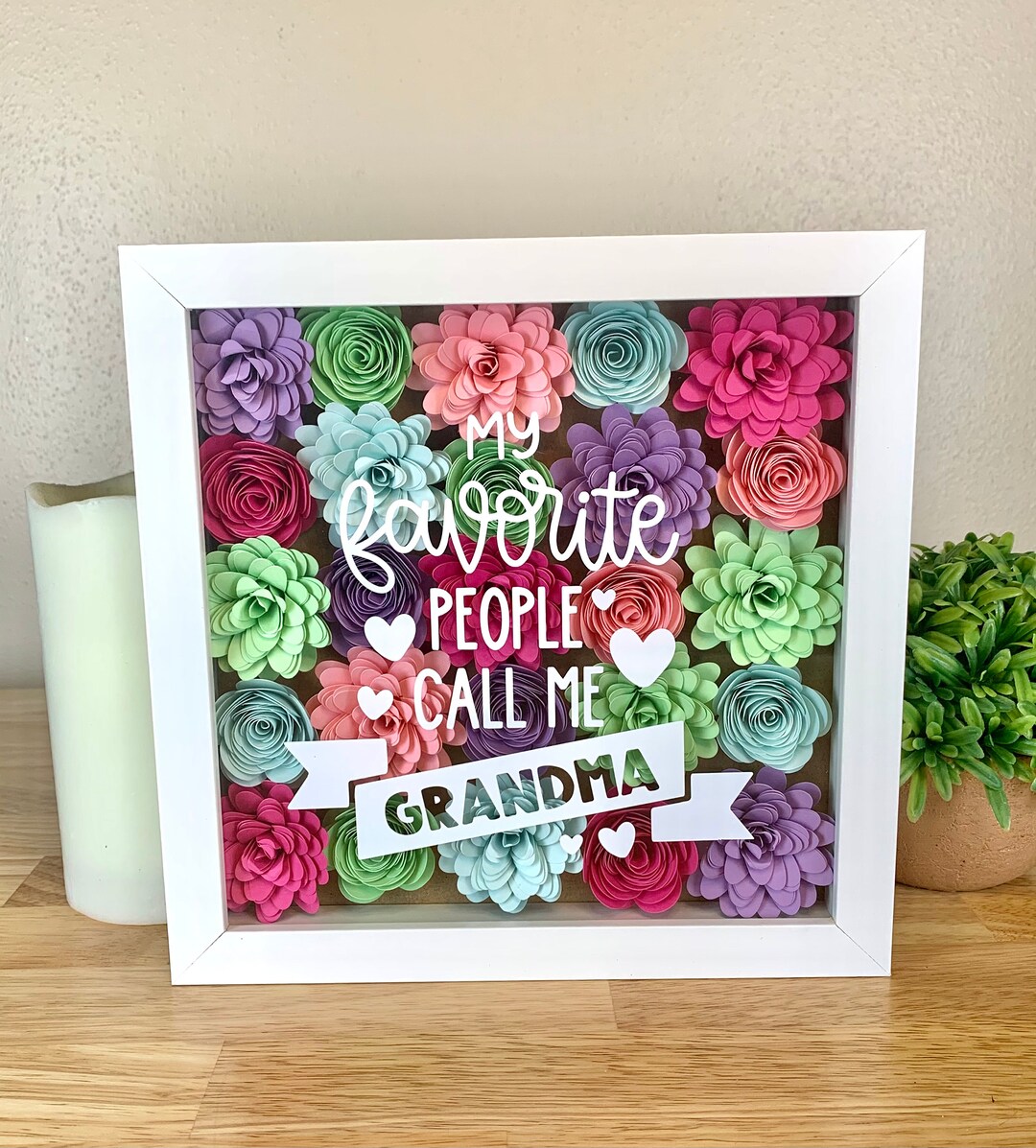 Paper Flower Shadow Box, Grandma Gift, Mother's Day Gift - Etsy