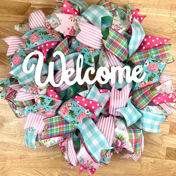 Spring Mesh Wreath - Etsy