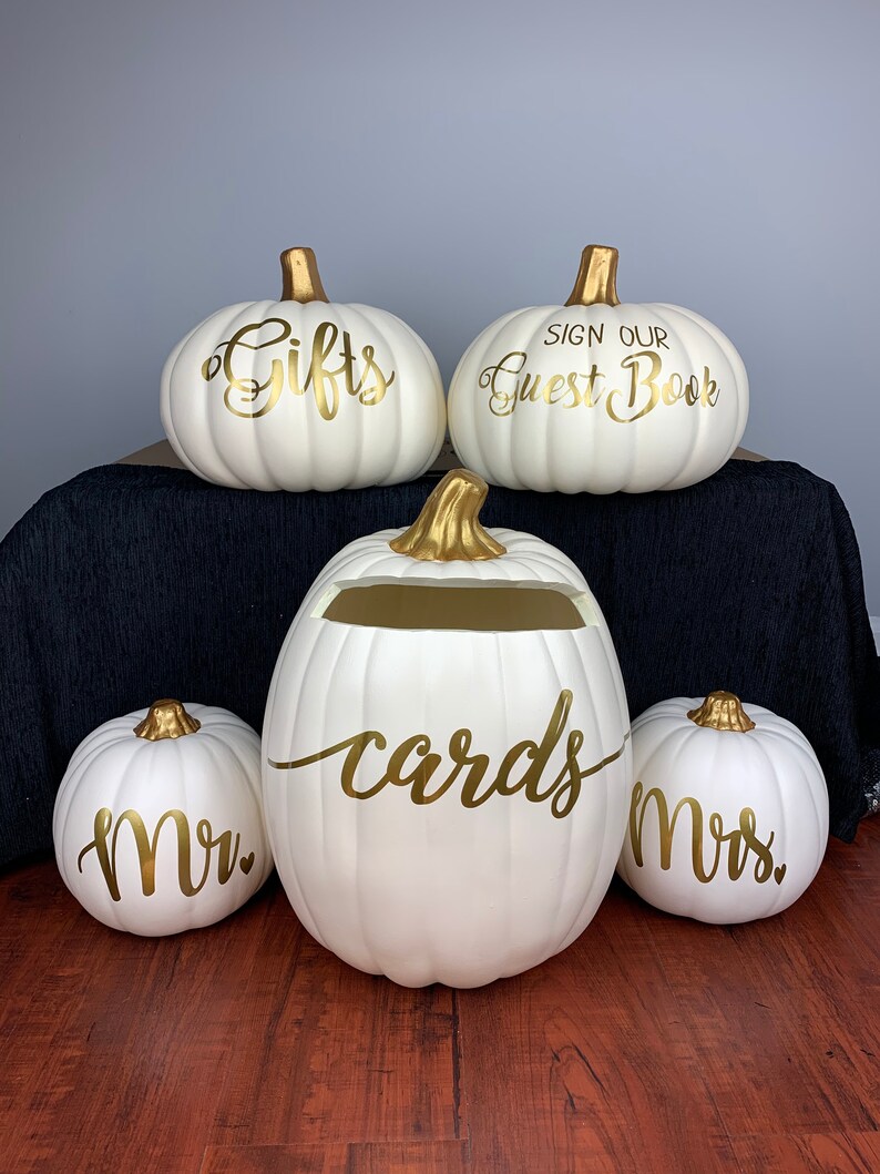 Fall Wedding Pumpkin Set, Card Box, Guest Book, Gifts, Mr. & Mrs. Decor ...