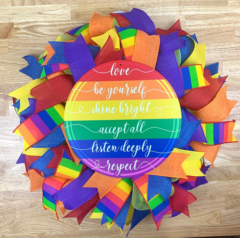 Rainbow Pride Mesh Wreath, LGBTQ Pride Month Door Decor - Etsy