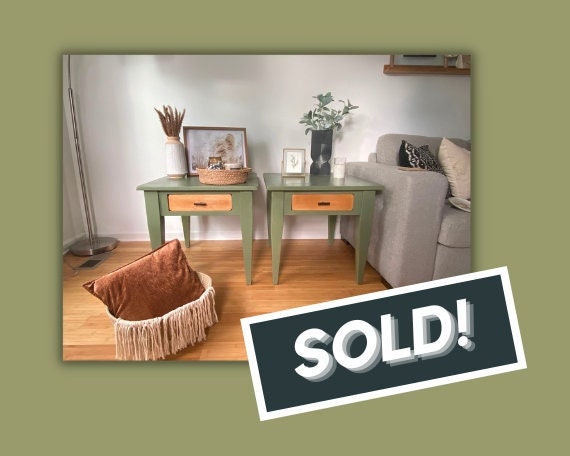 SOLD Sage Green Side Tables Organic Modern End Tables Boho Nightstands Refurbished Furniture Local Pick up Only Set of 2 Etsy