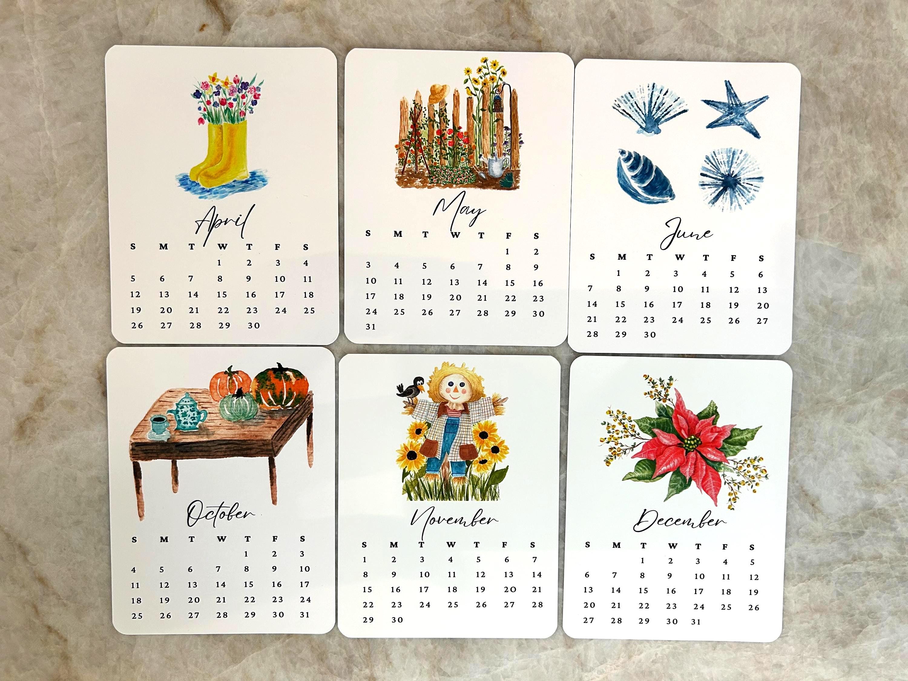 2026 Watercolor Desk Calendar: Hand-painted Small Calendar - Etsy