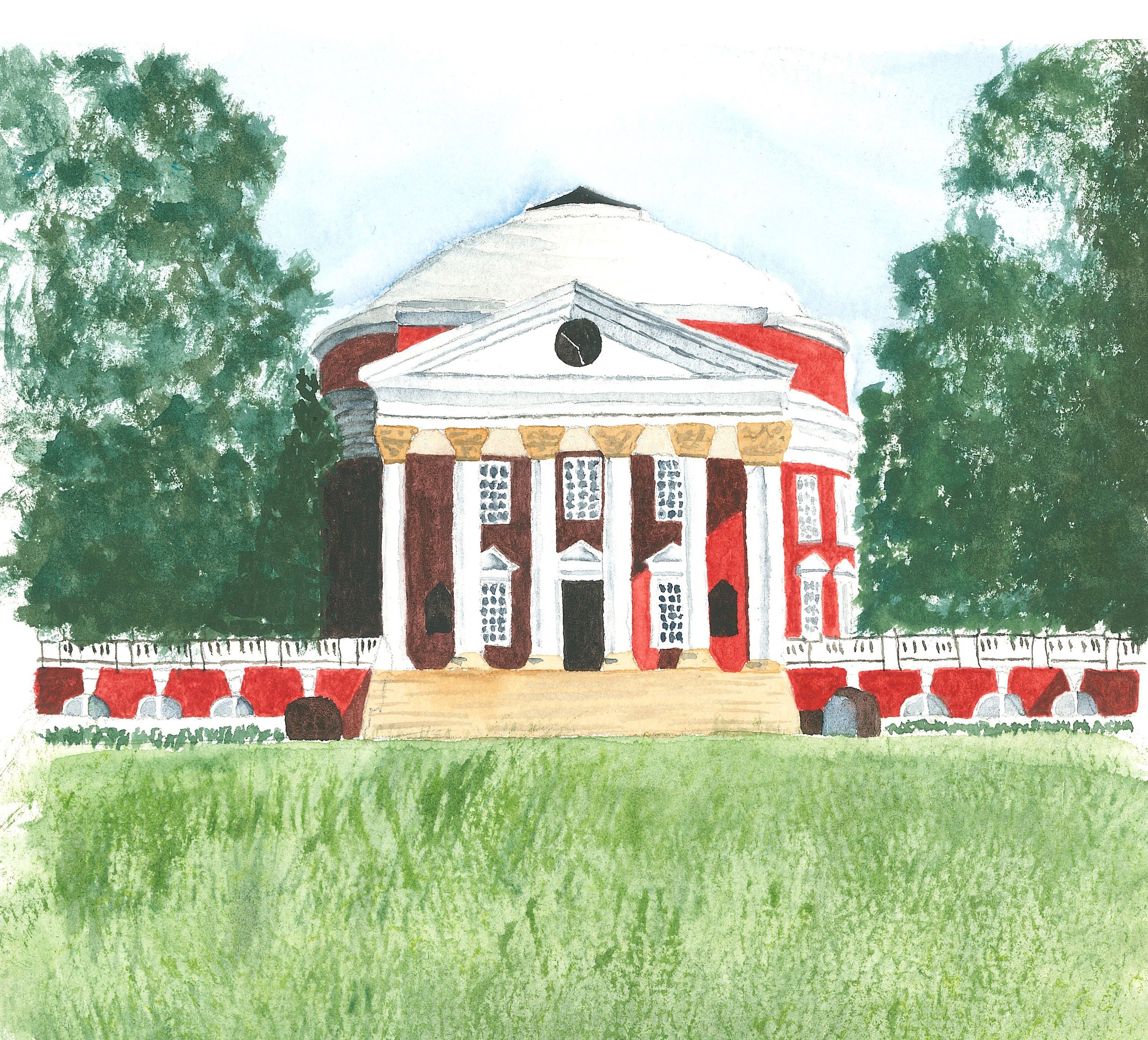UVA Rotunda Watercolor Painting - Custom - University of Virginia ...