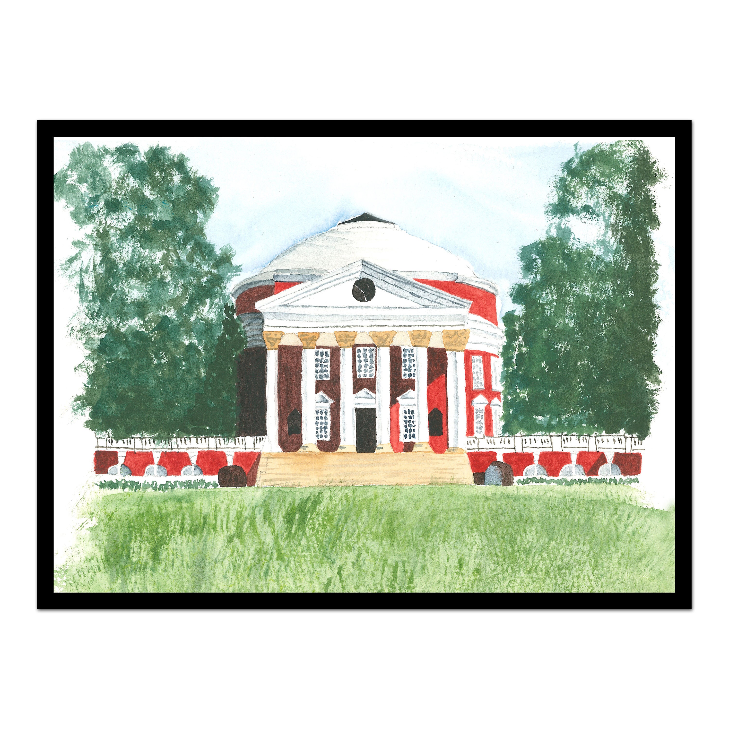UVA Rotunda Watercolor Painting Custom University of Virginia Rotunda ...
