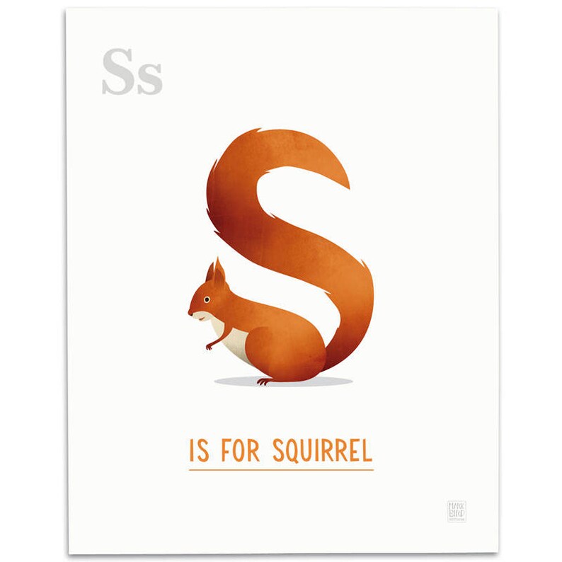 Squirrel Print Nursery Animal Print Alphabet Letters Alphabet Print ABC ...