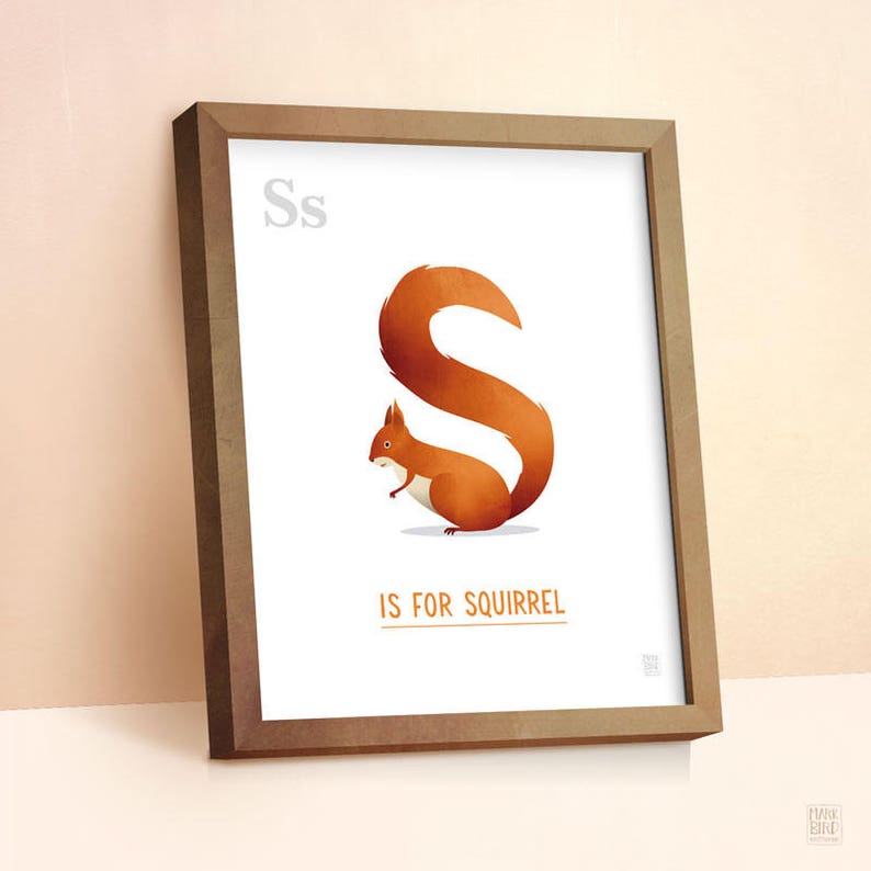 Squirrel Print Nursery Animal Print Alphabet Letters Alphabet Print ABC ...