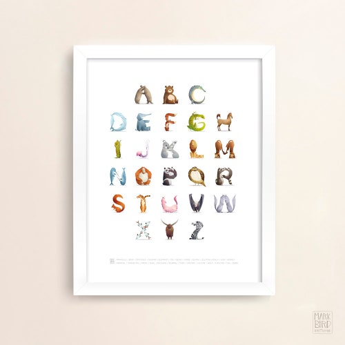 Alphabet Poster Playroom Decor ABC Animal Nursery Decor Kids - Etsy