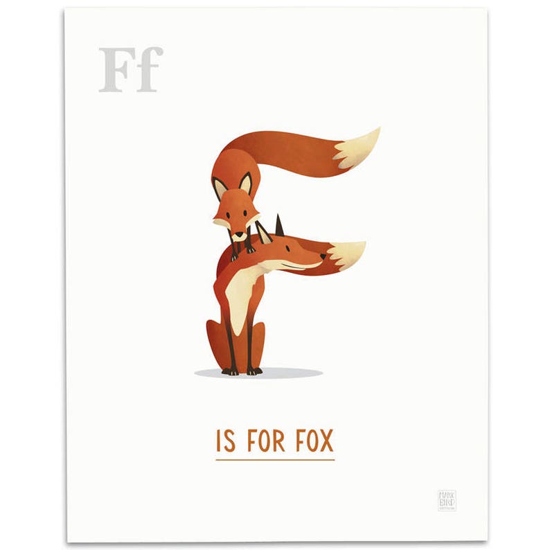 Fox Print Nursery Animal Print Alphabet Letters Alphabet Print ABC ...
