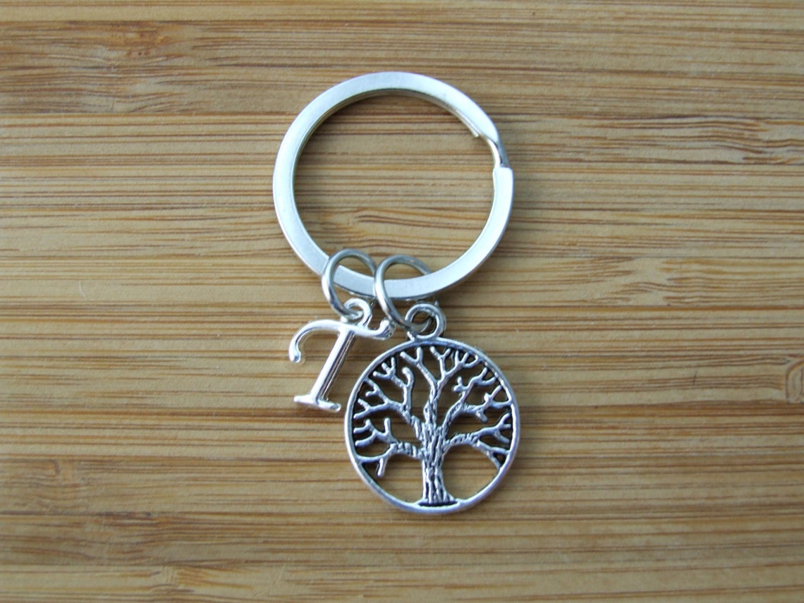 Tree Keychain Initial Keychain Family Tree Personalized - Etsy New Zealand