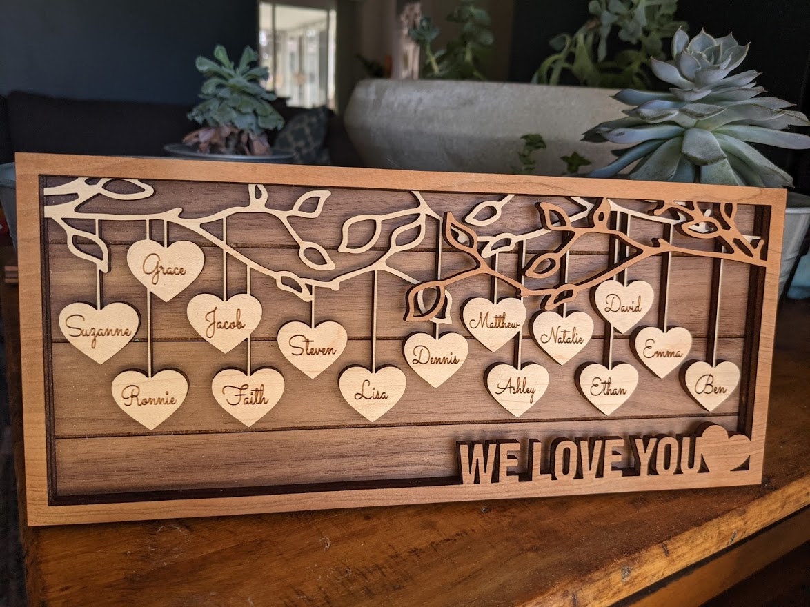 Family Tree Wood Frame Fully Customized Mother's Day | Etsy