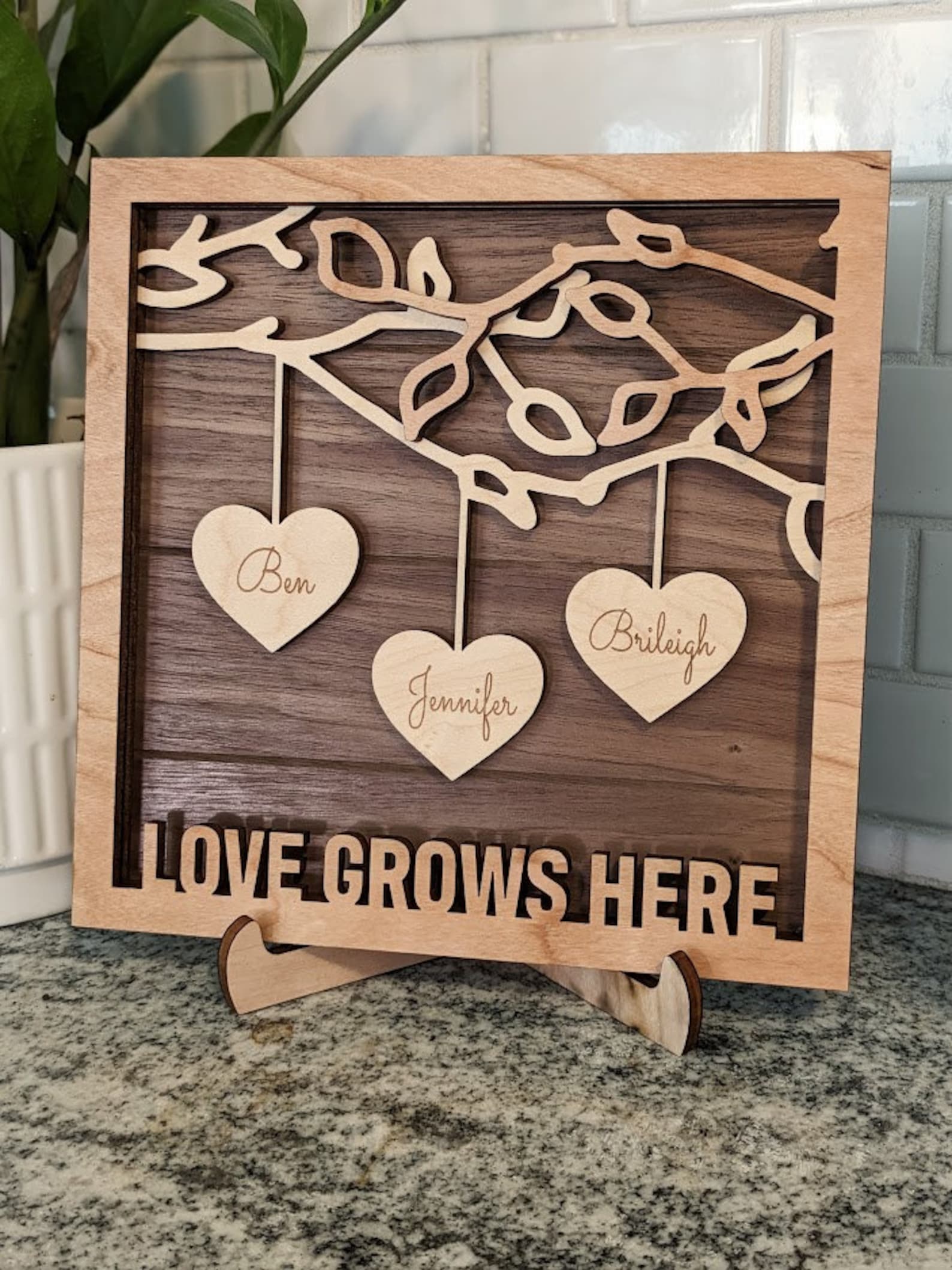 Family Tree Wood Frame Fully Customized, Mother's Day, Father's Day ...