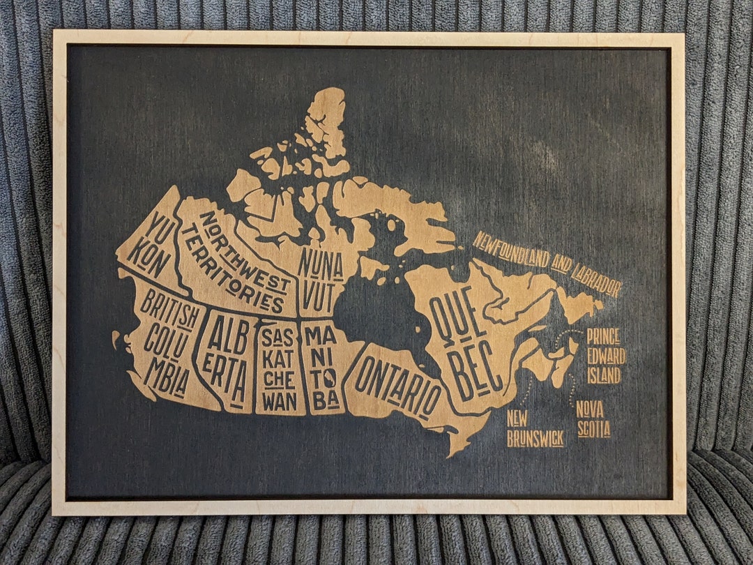 Canada Typography Map Sign - Maple Wood - Etsy