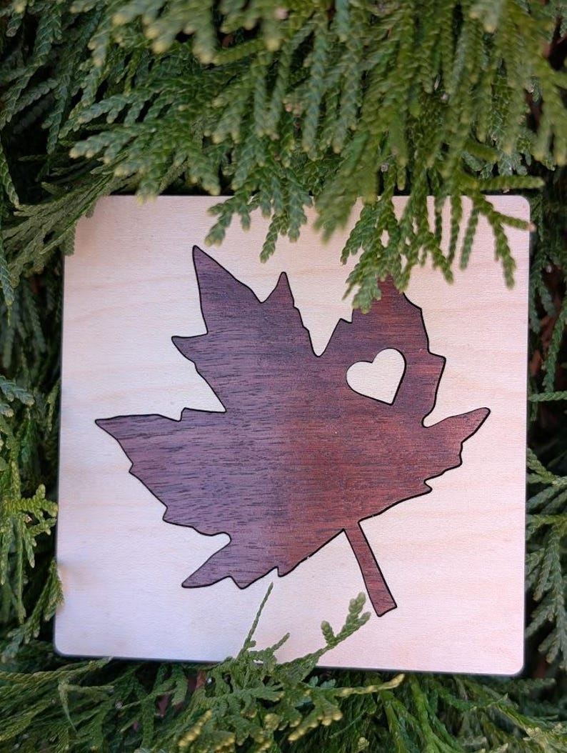 Maple Leaf Wood Inlay Coaster Set - Made in Canada - Etsy