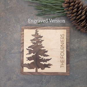Pine Tree Inlay Wood Coaster Set - Made in Canada - Forest, Woods ...