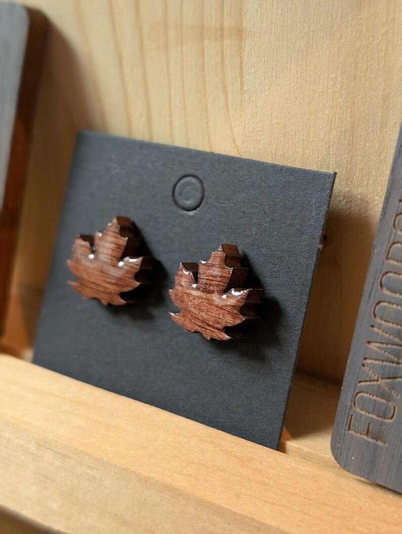 Handmade Wood Maple Leaf Earrings - Made in Canada - Etsy
