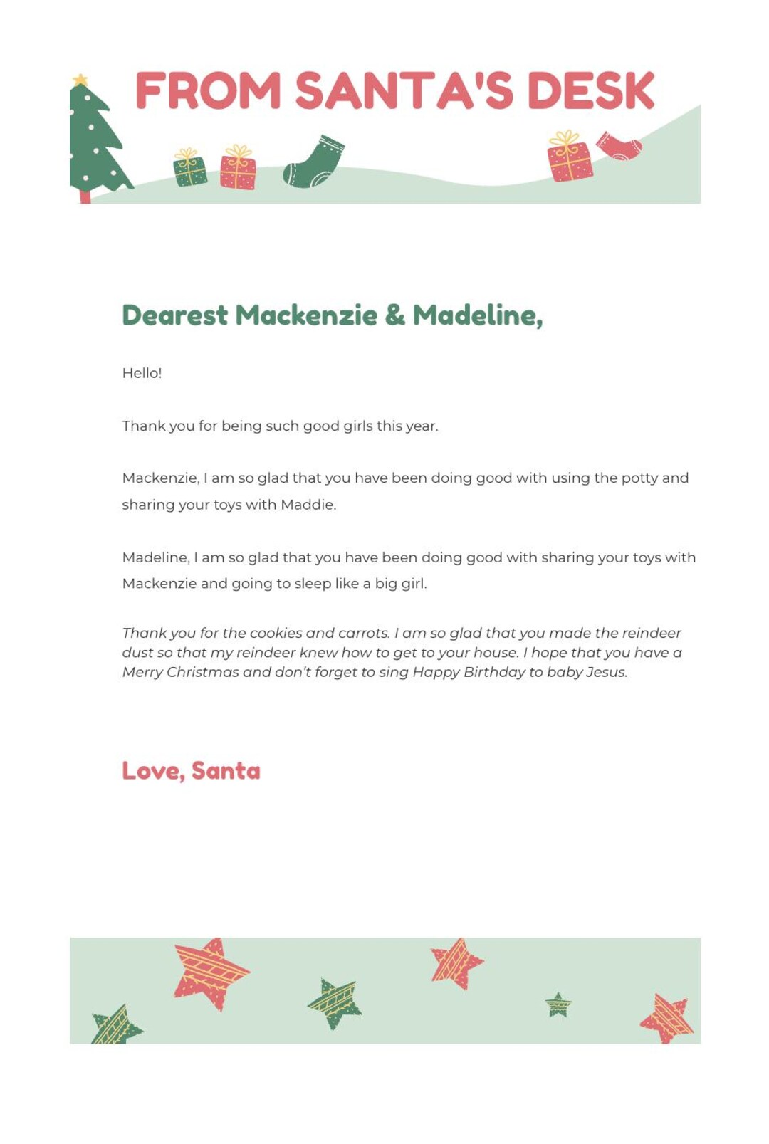 Letter to Santa/ Happy Birthday Jesus! - Etsy