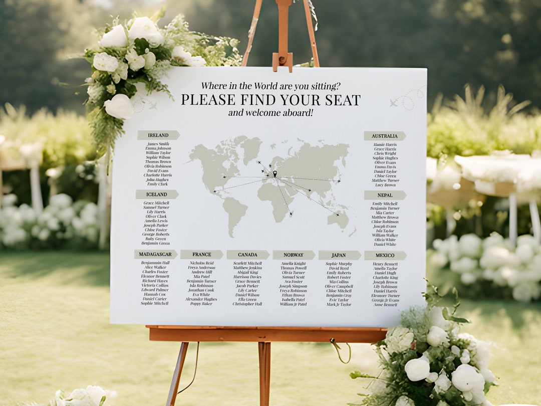 Custom Travel Seating Plan, Personalized Table Plan, Destination ...