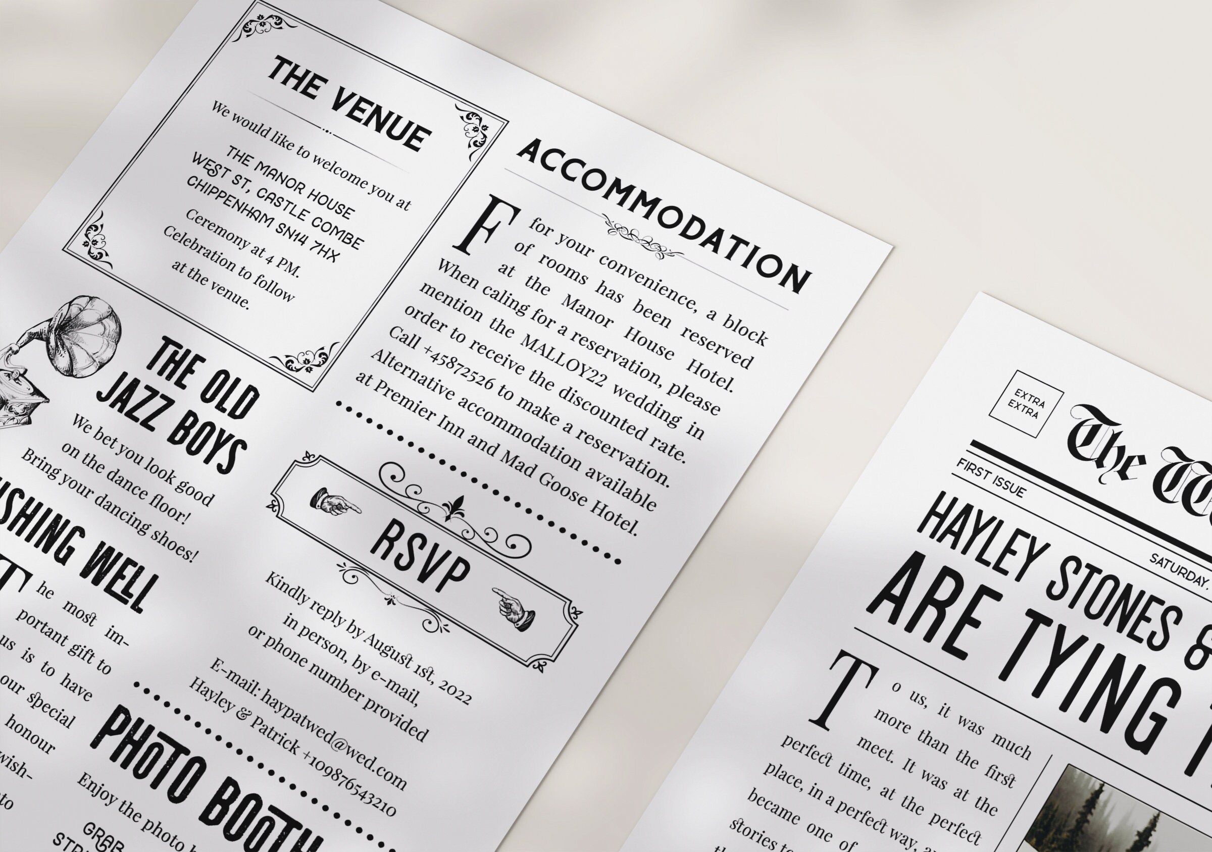 Newspapers Wedding Invitation Personalized Themed Wedding - Etsy