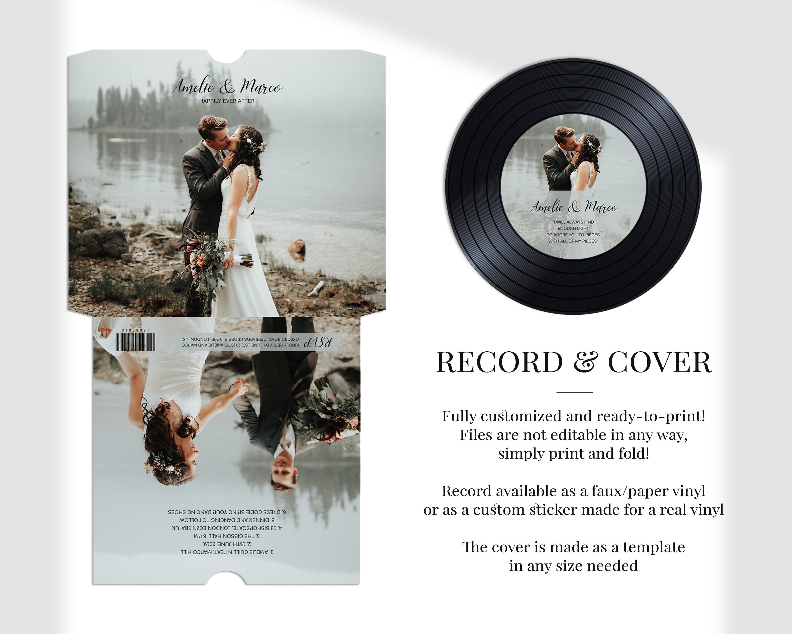 Custom Vinyl Record Wedding Invitation, Personalized Album Cover ...