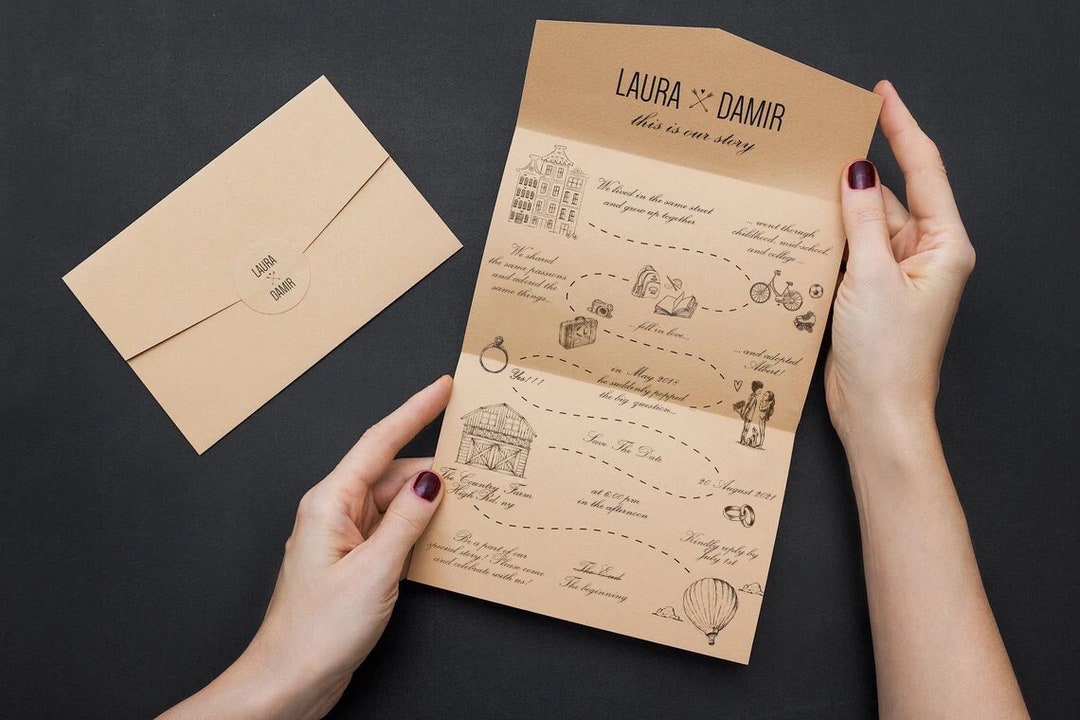 This is Our Story Digital Wedding Invitation, Personalized Illustrated ...