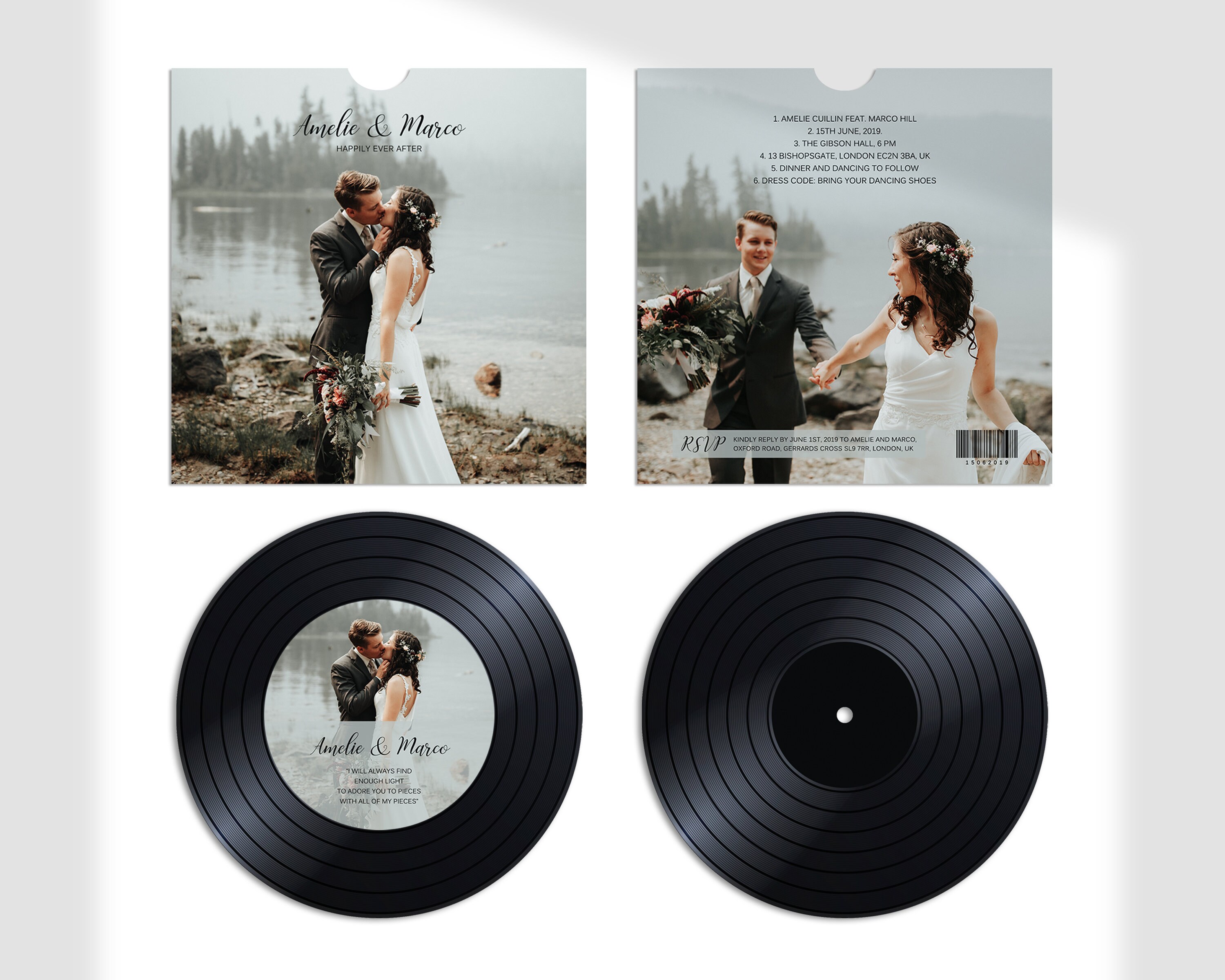 Custom Vinyl Record Wedding Invitation, Personalized Album Cover ...
