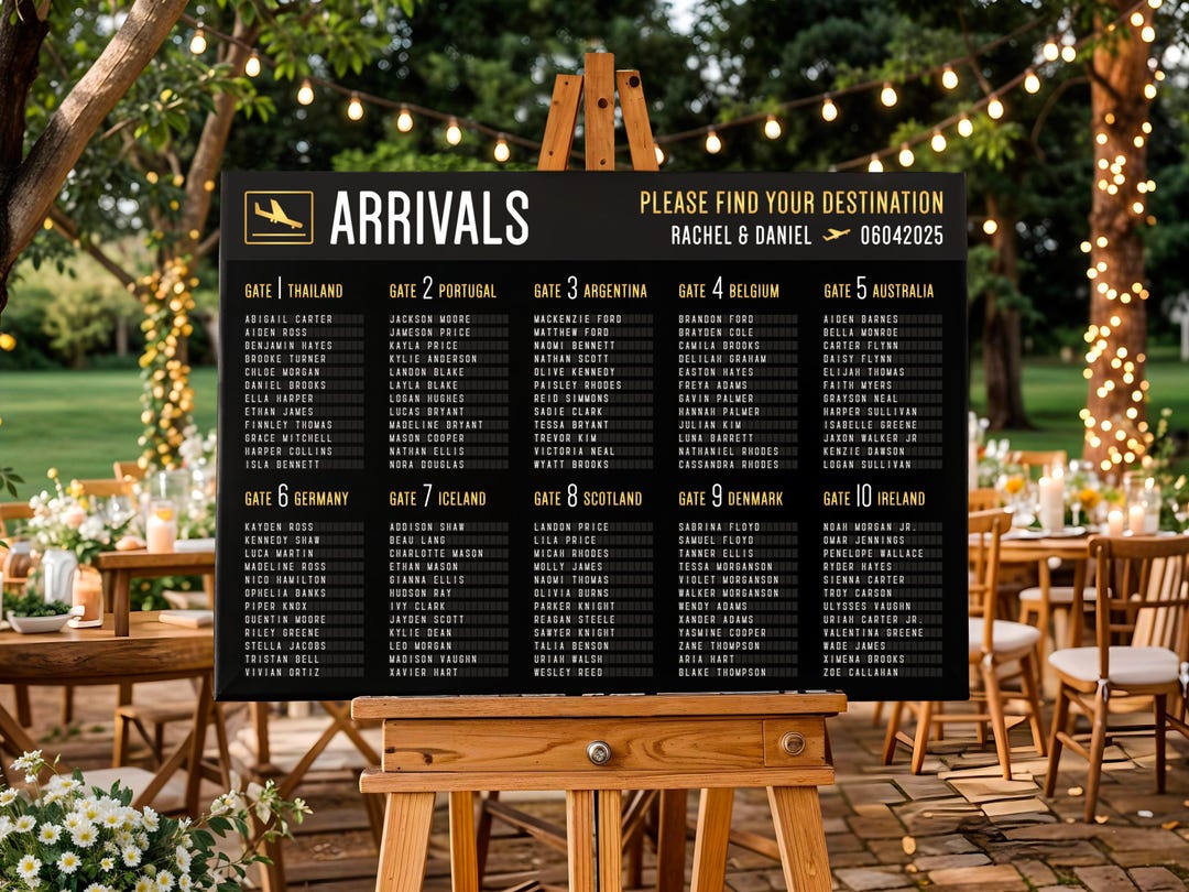 Custom Airport Board Seating Plan, Personalized Travel Table Plan ...