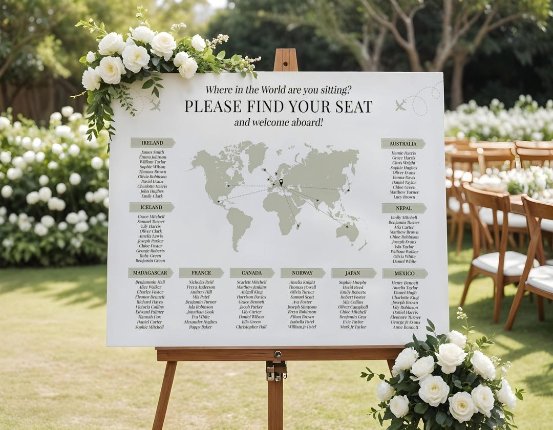 Custom Travel Seating Plan, Personalized Table Plan, Destination ...