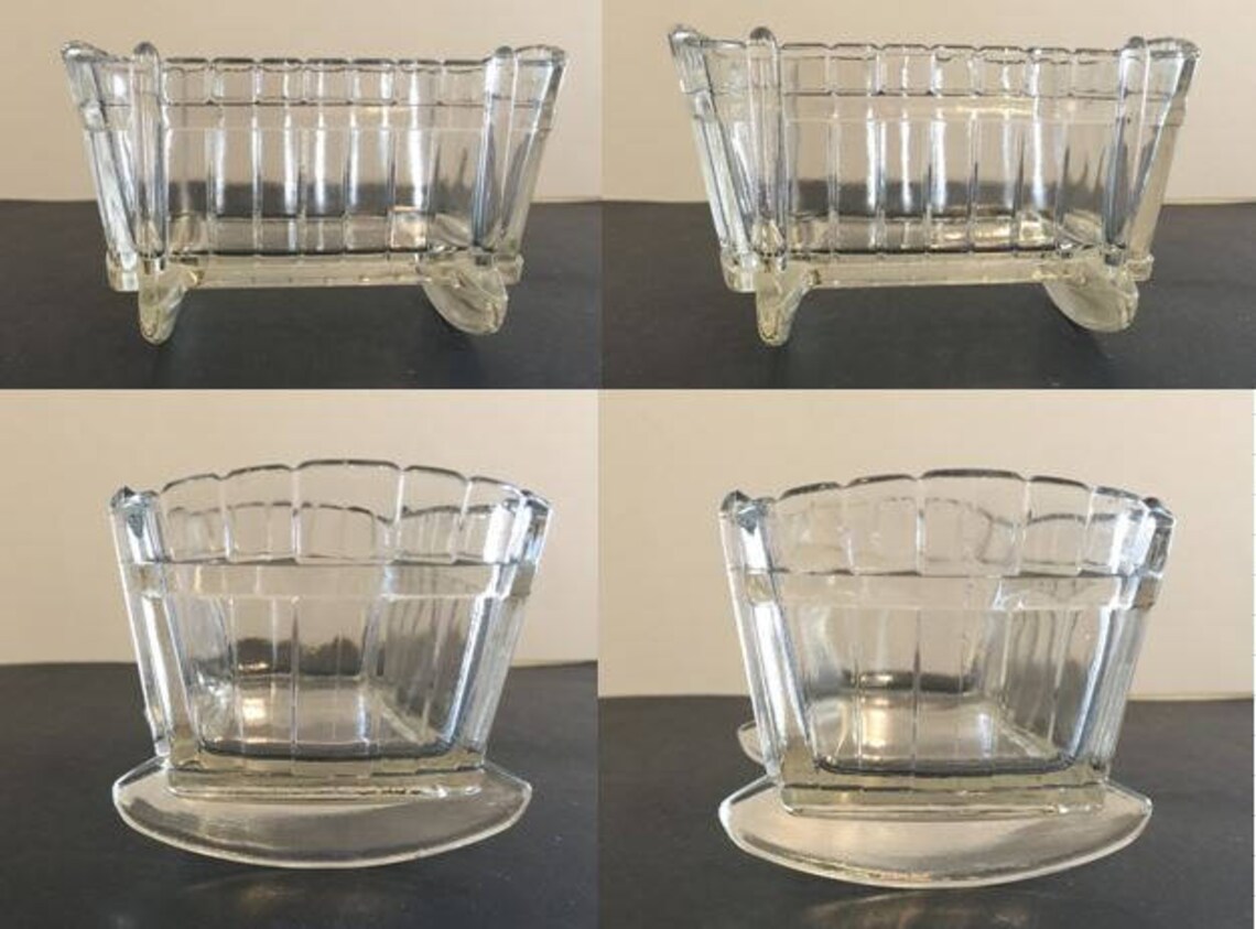 Vintage Clear Glass Baby Rocker Cradle Planter Candy Dish or | Etsy
