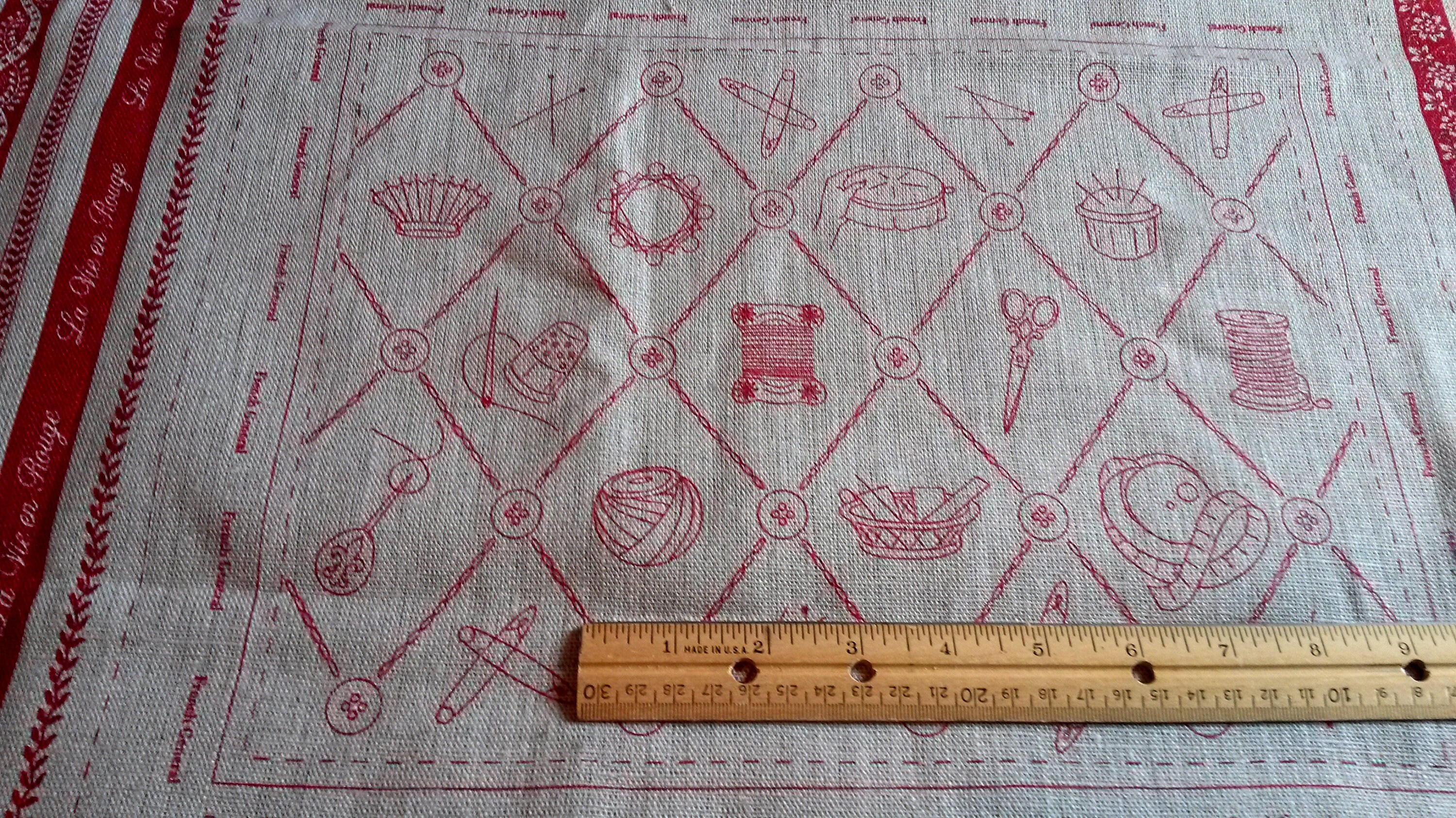 French General Linen Embroidery Panel by Moda Redwork | Etsy