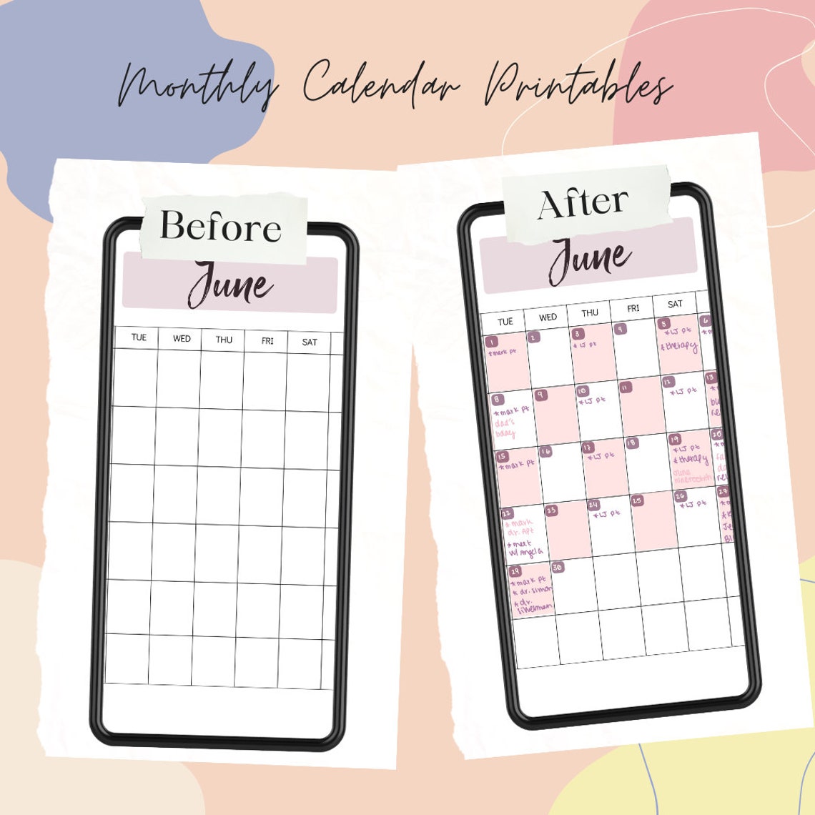 Pink Digital Printable Calendar: Instant Download Great for Digital ...