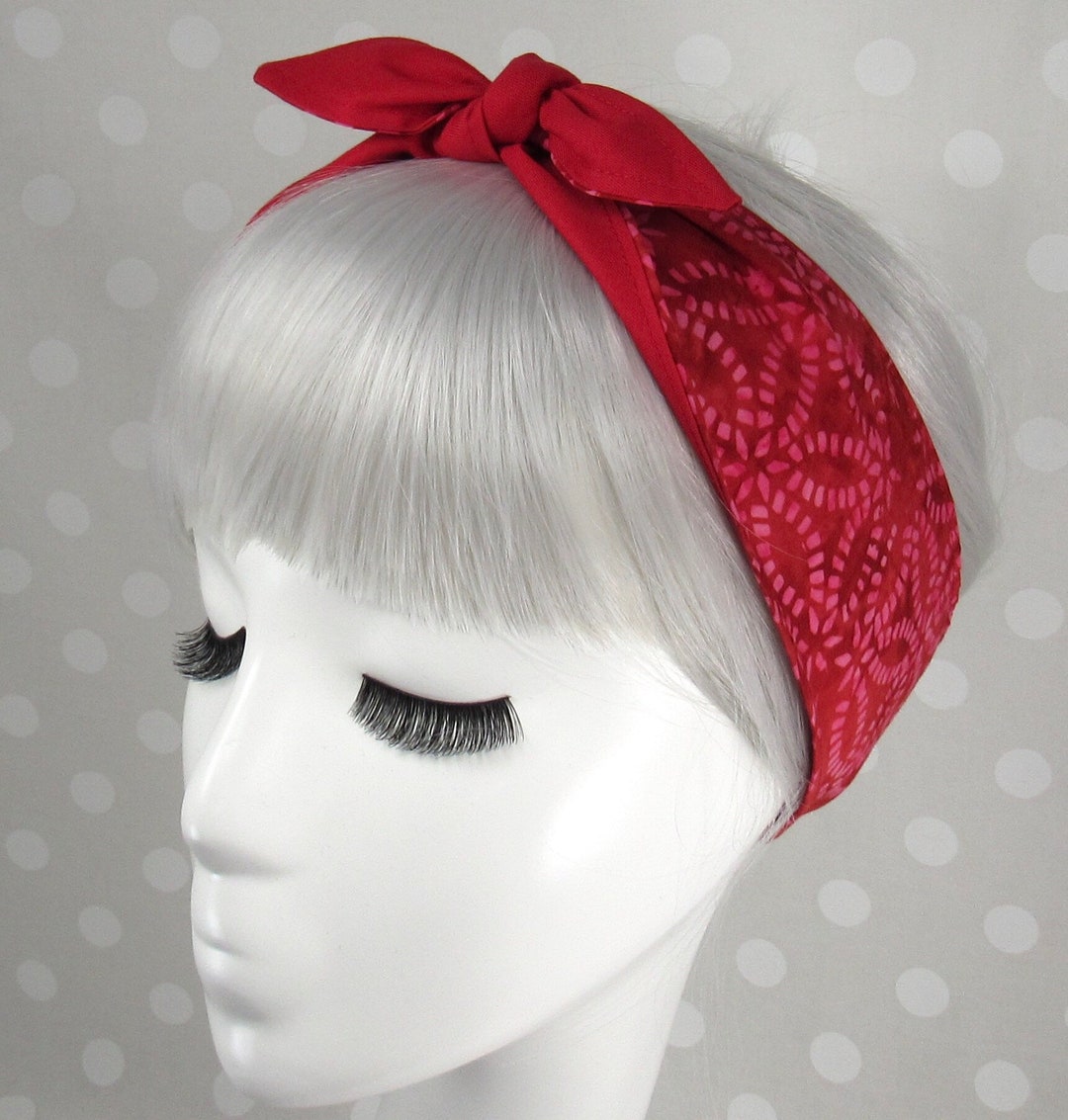 Red Circle Star Bandana Print // Non-slip // Bandana // Hair Scarf ...