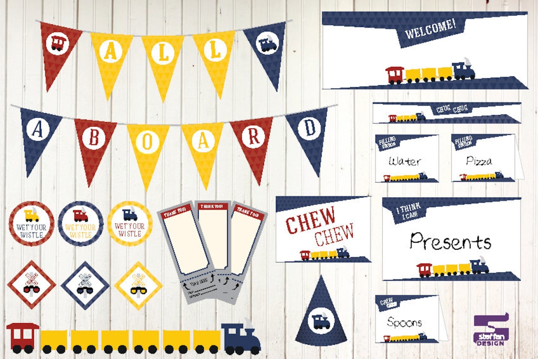All Aboard Printable Birthday or Shower Train Party Decorations - Etsy