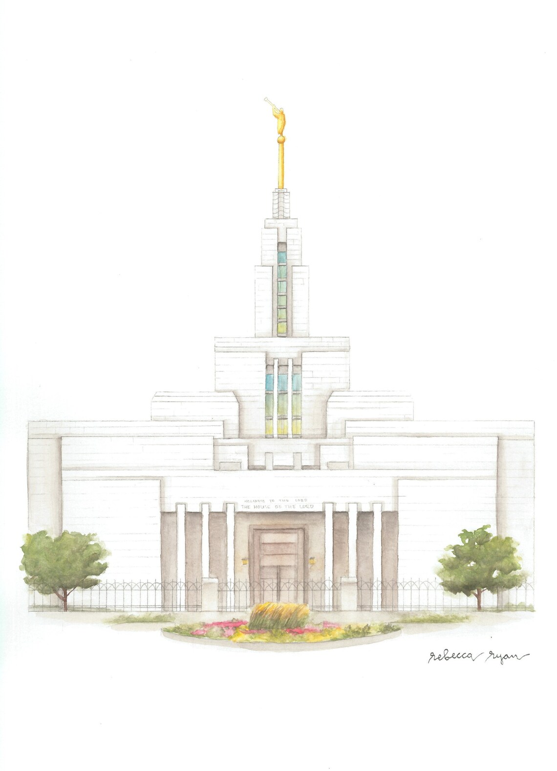 Draper Utah LDS Temple Watercolor Painting original by | Etsy