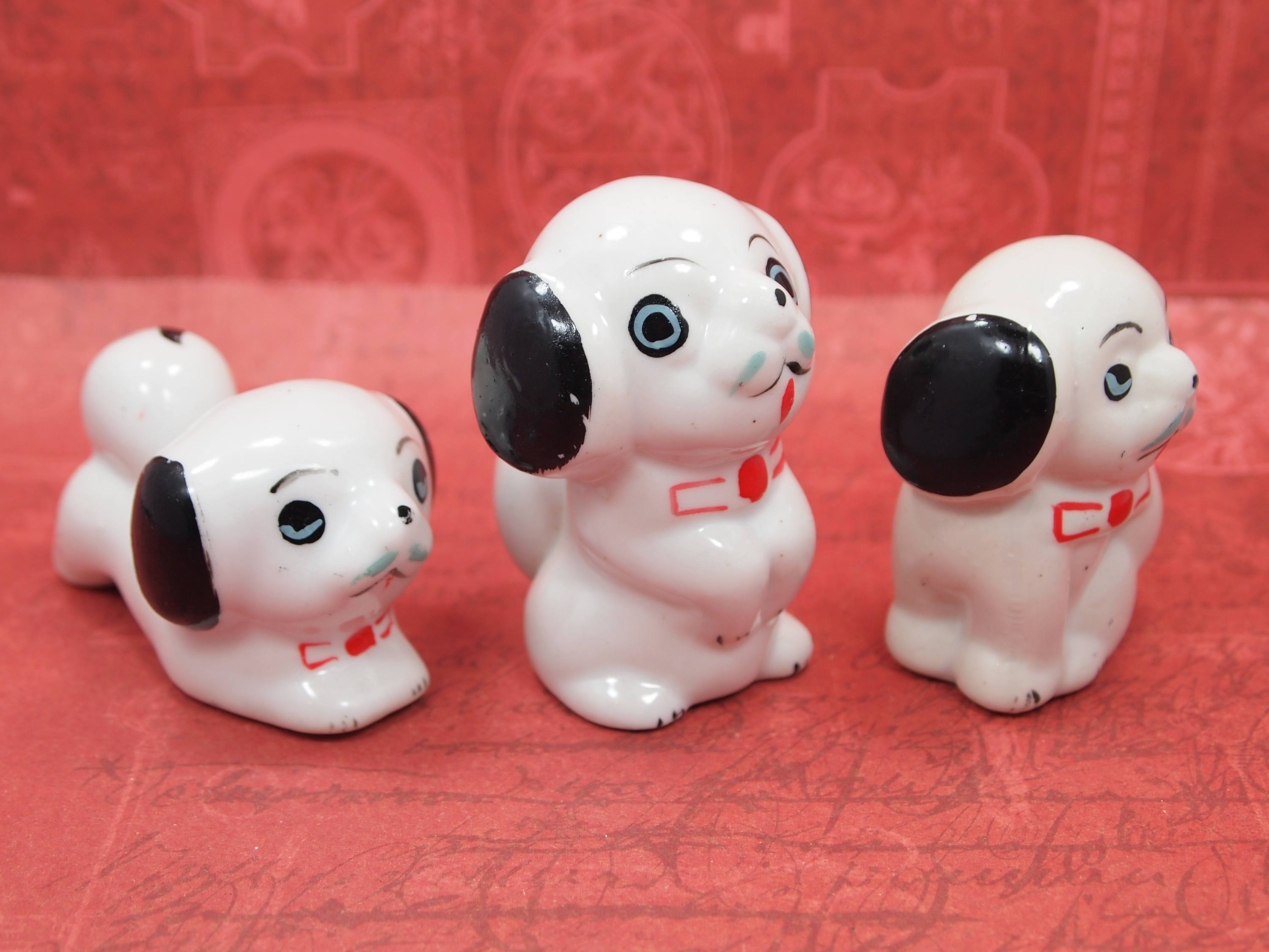 Vintage Porcelain Dog Figurines 3 Hand Painted Japanese | Etsy