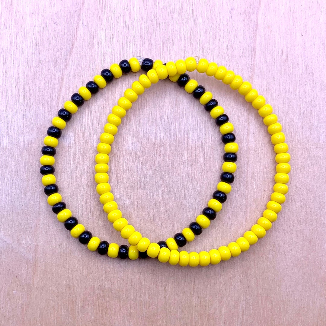 Yellow Bead Bracelet | Yellow and Black Bracelet | Yellow Friendship ...