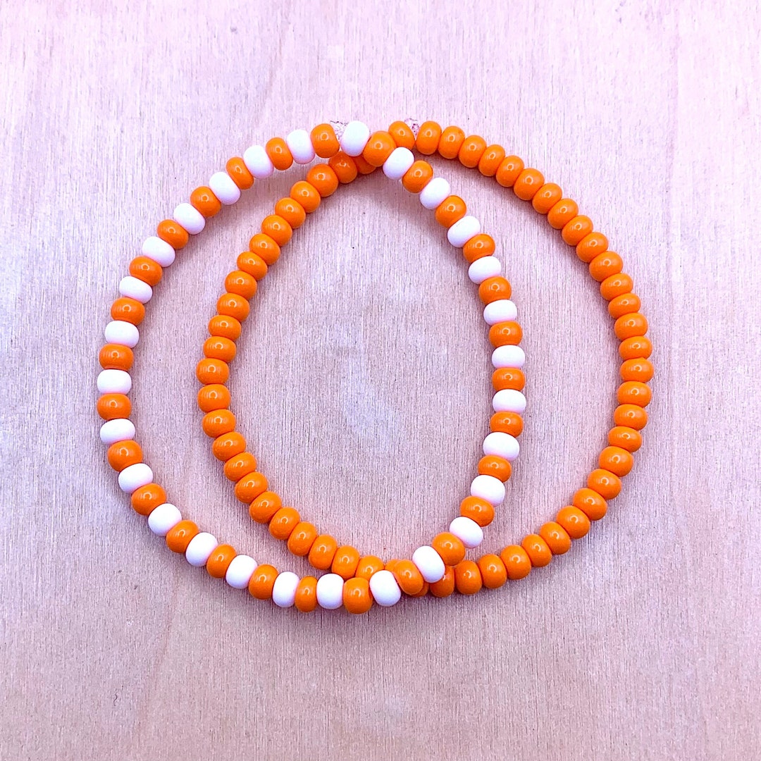 Orange and White Bracelet Orange Bead Bracelet Orange Friendship ...