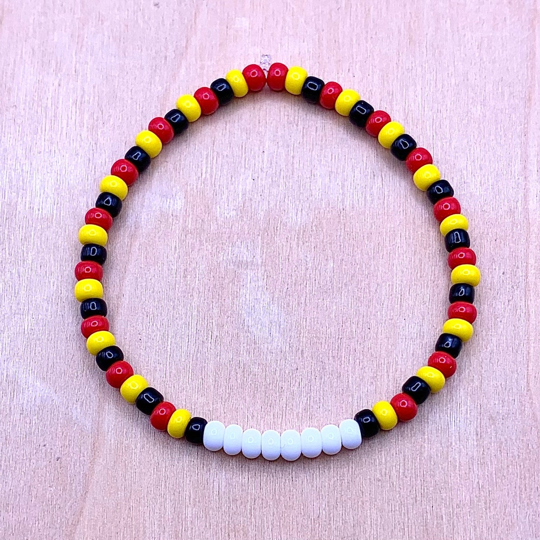 Uganda Flag Bead Bracelet: Black, Yellow, and Red - Etsy