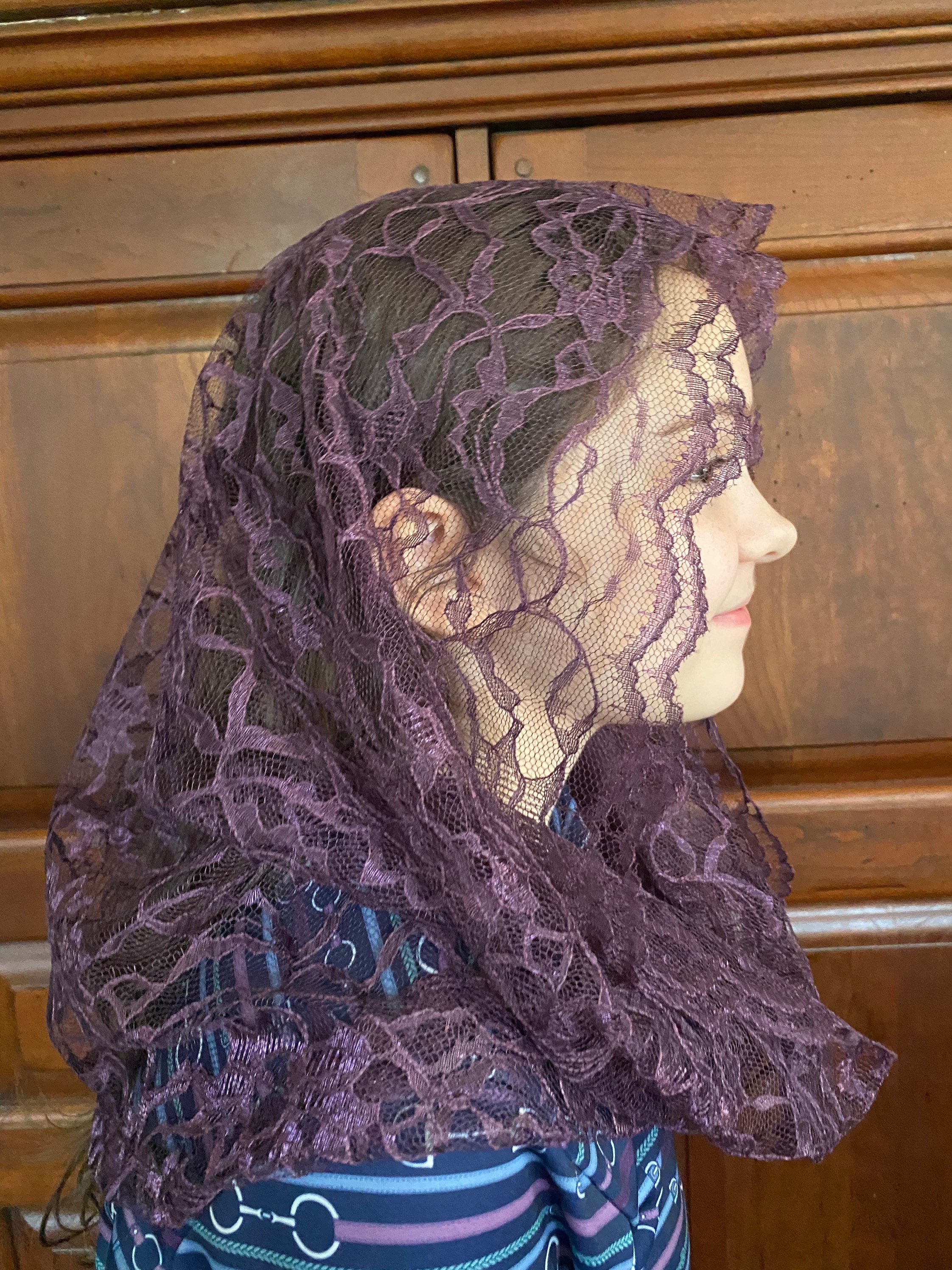 Beautiful Purple Eggplant Lace Infinity Veil. Just in Time for Lent! - Etsy
