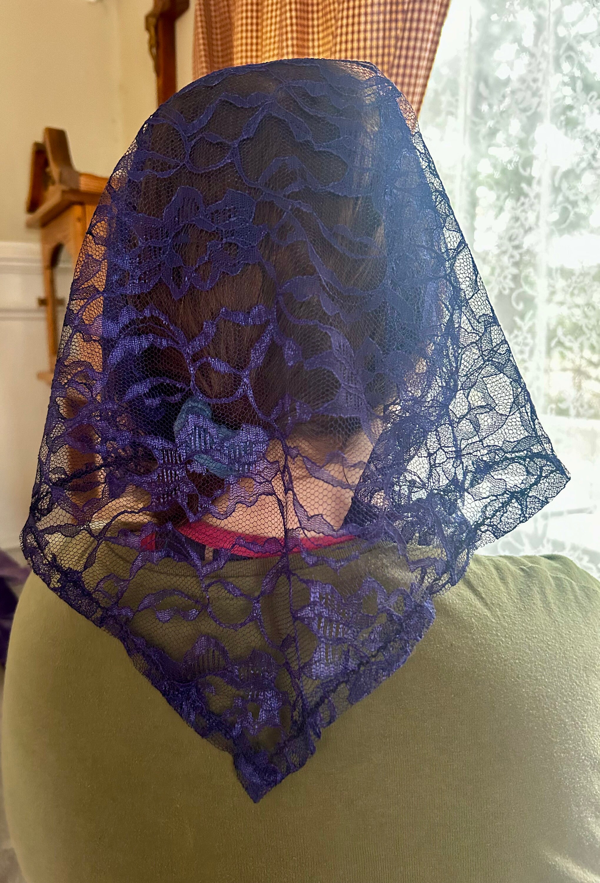 Simple, Blue, Triangular, Chapel Veil/mantilla - Etsy