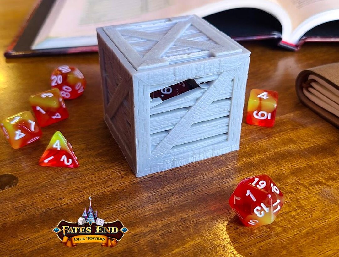 3D Printed Wooden Crate Dice Vault, Jail, Roller Tray Tabletop Fantasy ...