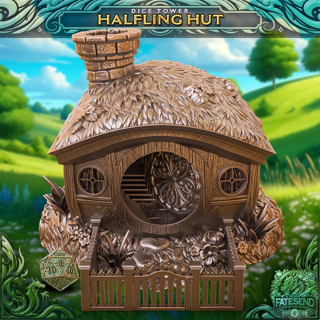 Halfling Hut Dice Tower for Board Games, Dungeons & Dragons, Pathfinder ...