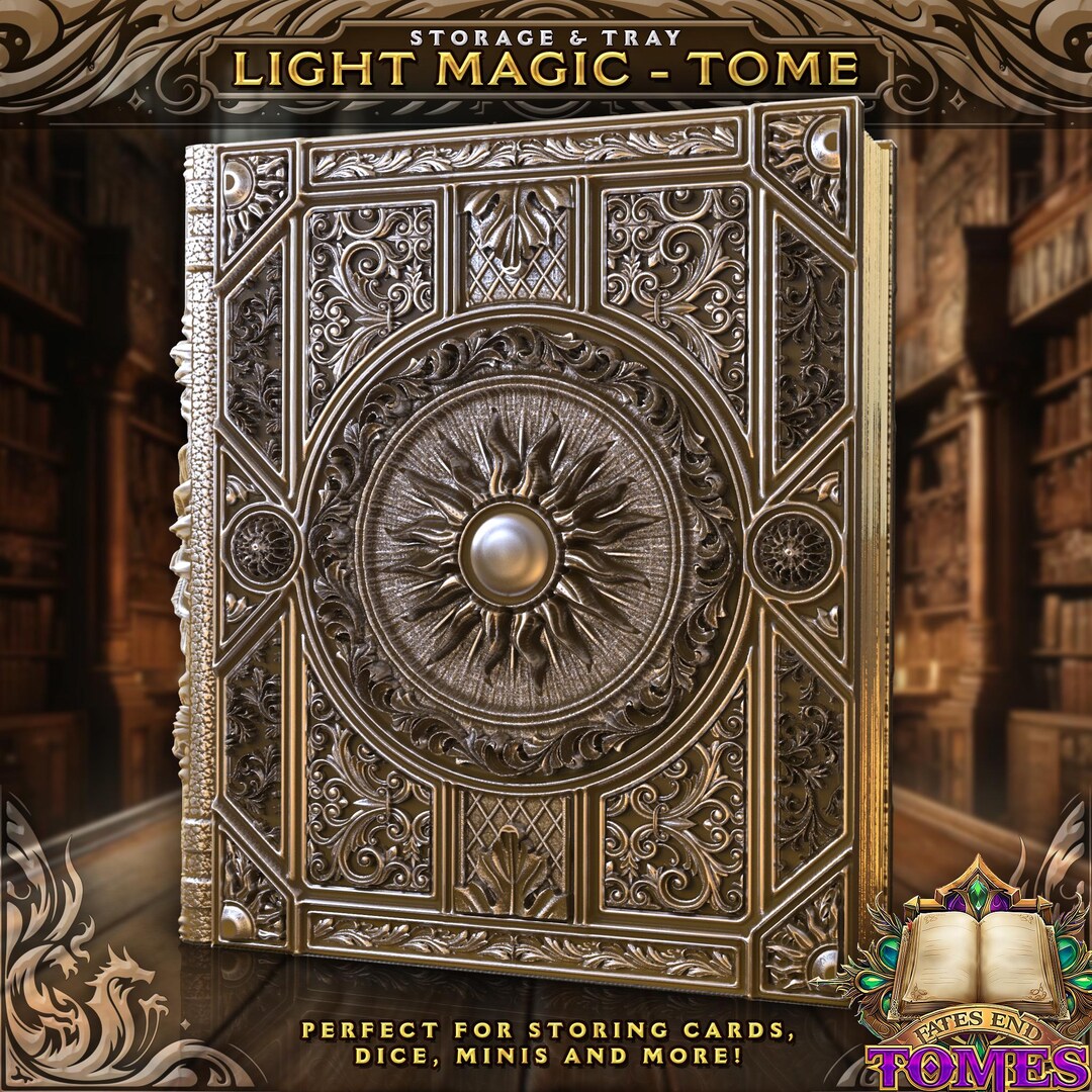 3D Printed Light Magic Book Tome With Storage for Dice, Cards, Jewelry ...