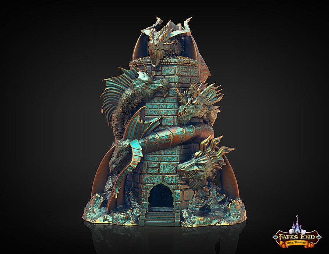 3D Printed Tiamat Dice Tower Table Top Fantasy Decor - Etsy