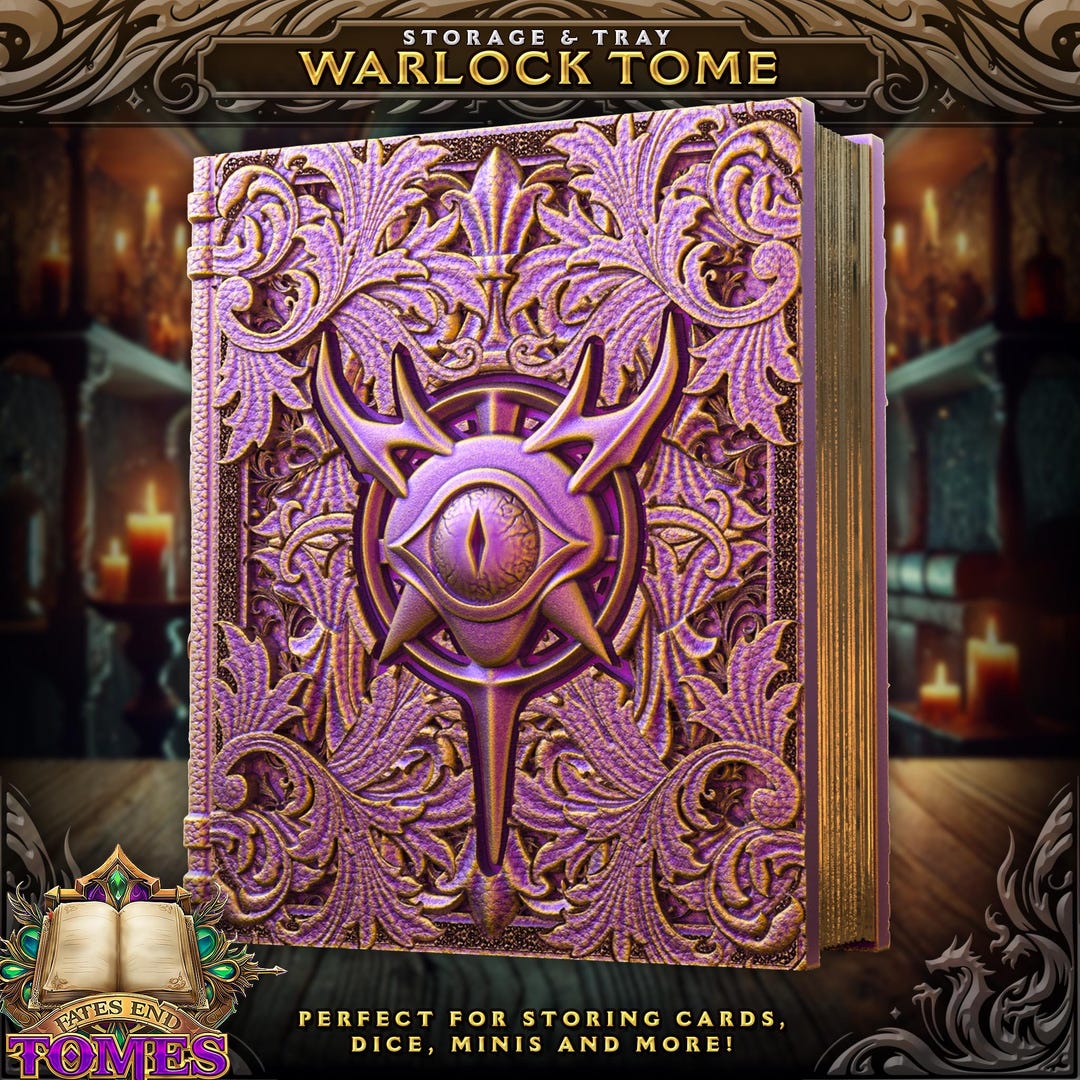 3D Printed Warlock Book Tome With Storage for Dice, Cards, Jewelry and ...