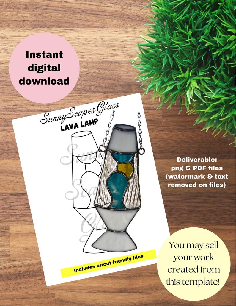 Lava Lamp Stained Glass Pattern Template | Beginner Friendly ...