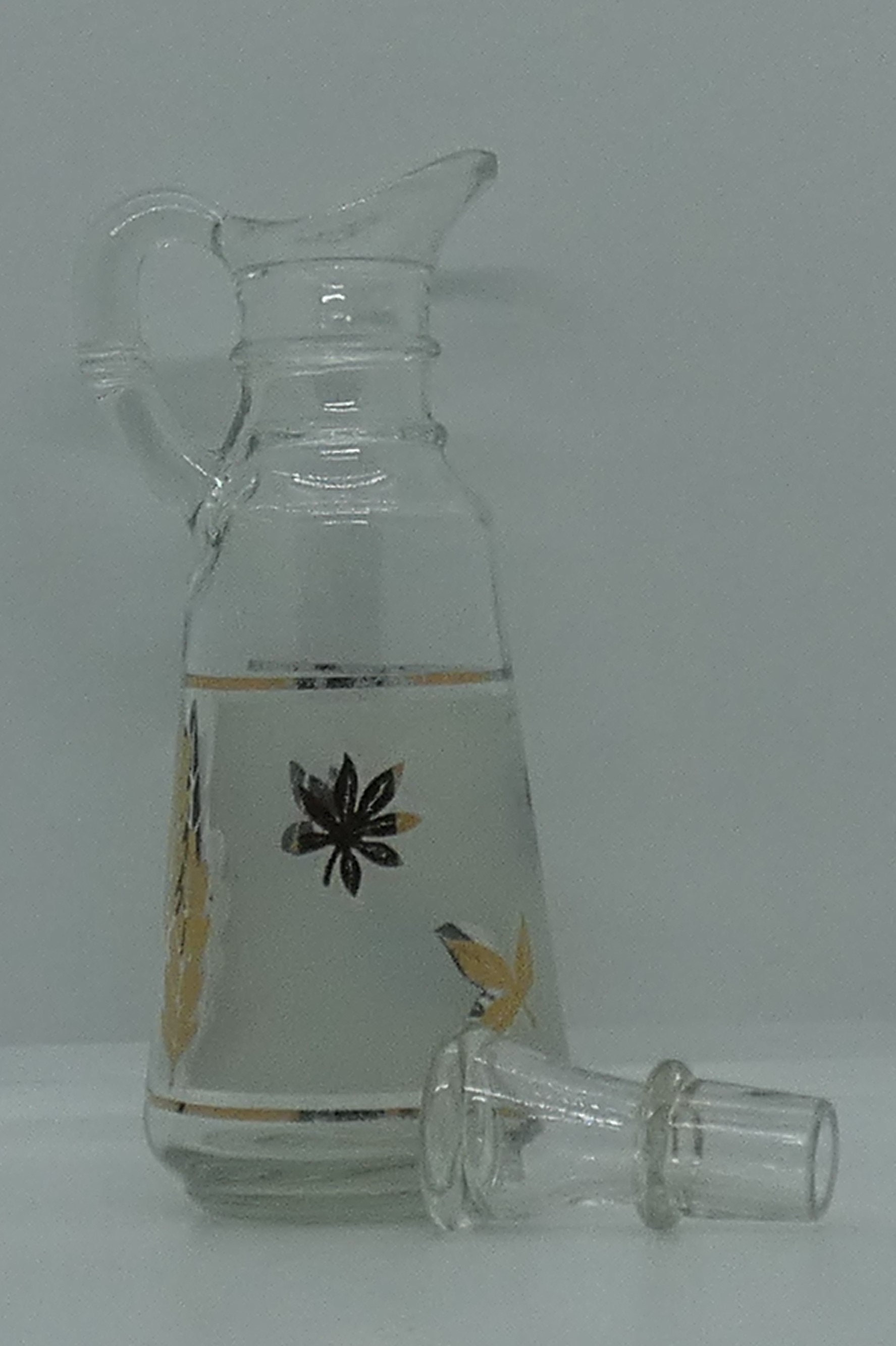 Vintage Cruet Bottle-mid-century Gold Foliage Pattern 6 Oz. Volume - Etsy