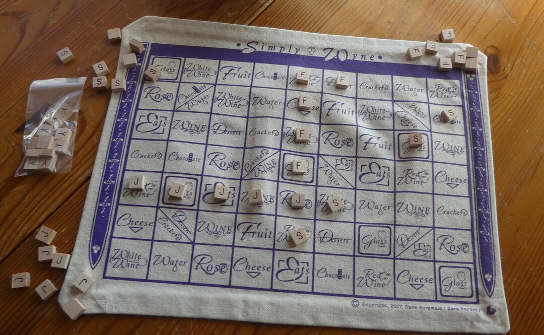 Board Game-simply Wyne-with Alphabet Tiles-5 in a Row to Win- Wine and ...