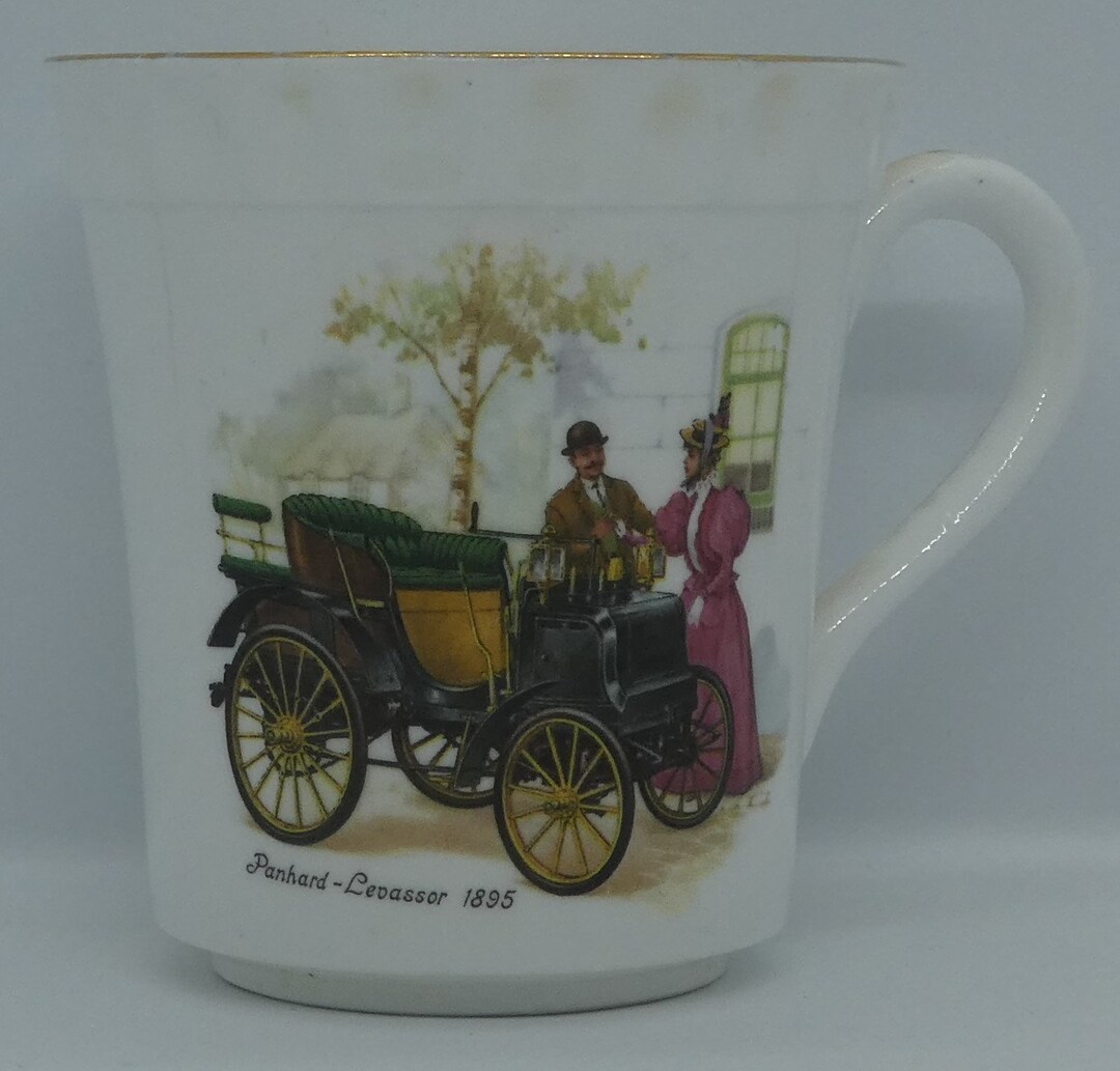 Tea Cup-car Design-white China-gold Rim-vintage-panhard-levassor-1895 ...